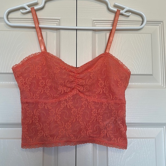 Forever 21 | Tops | Salmon Pink Lace Crop Camisole | Poshmark